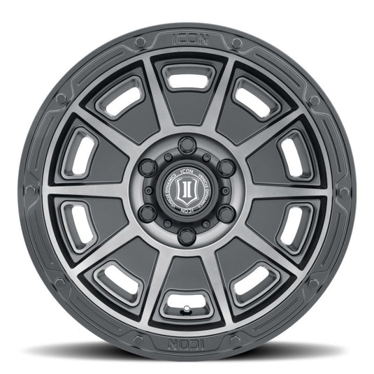 ICON Victory 17x8.5 6x135 6mm Offset 5in BS Smoked Satin Black Tint Wh ...